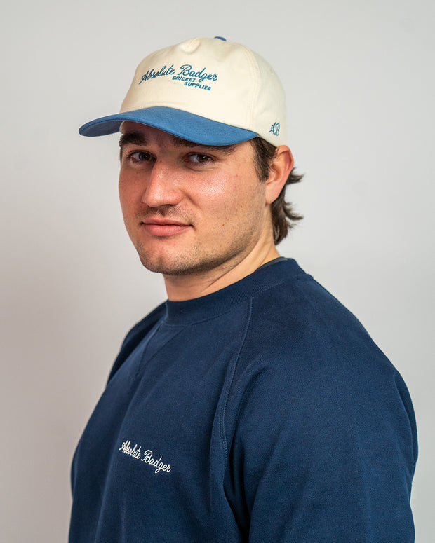 Script Cap - Cream & Blue – Absolute Badger